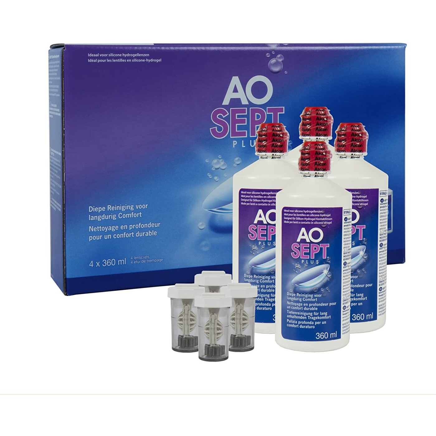 Aosept Plus Kontaktlinsen-Pflegemittel, Systempack, 4 x 360 ml