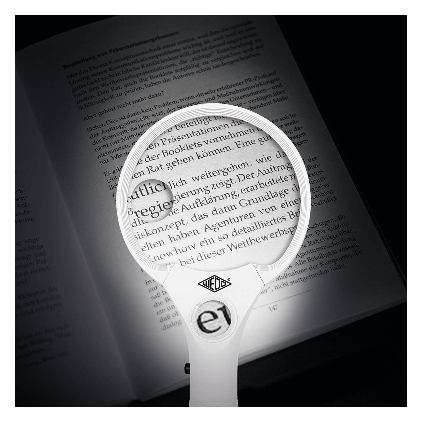 WEDO - Profi - Lupe mit hochwertiger Acryllinse und LED - Beleuchtung