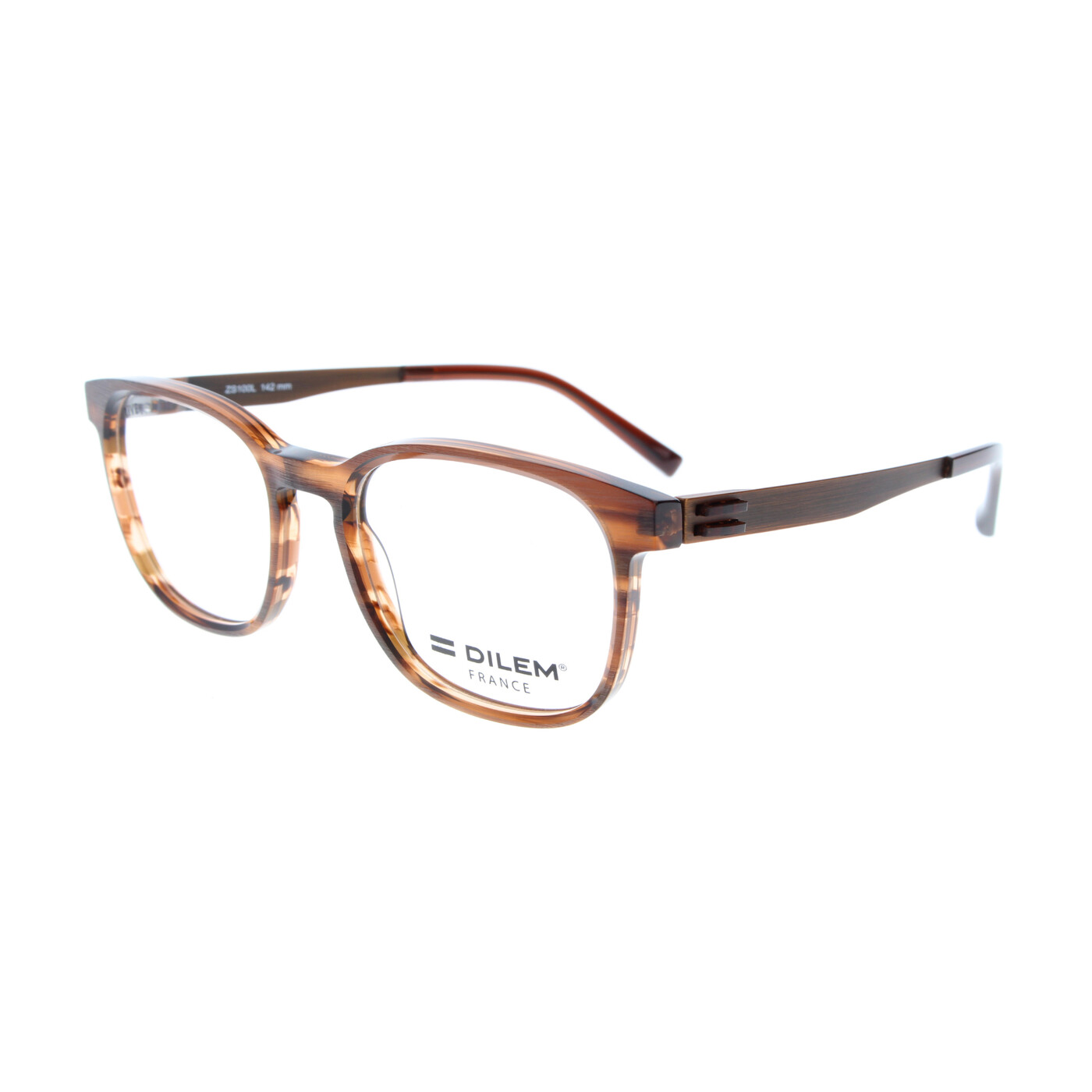 Moderne Brillenfassung SKA111 von DILEM France in Holz - Optik in Bra