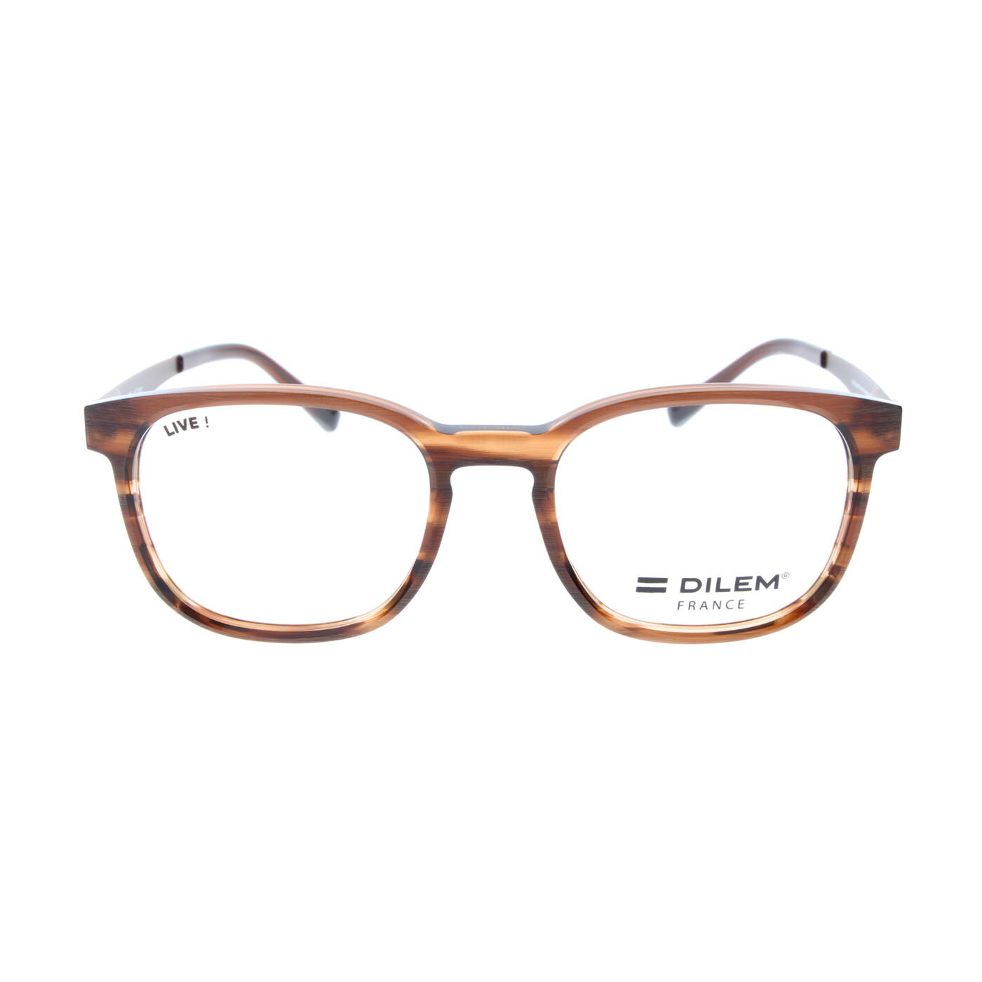Moderne Brillenfassung SKA111 von DILEM France in Holz - Optik in Bra