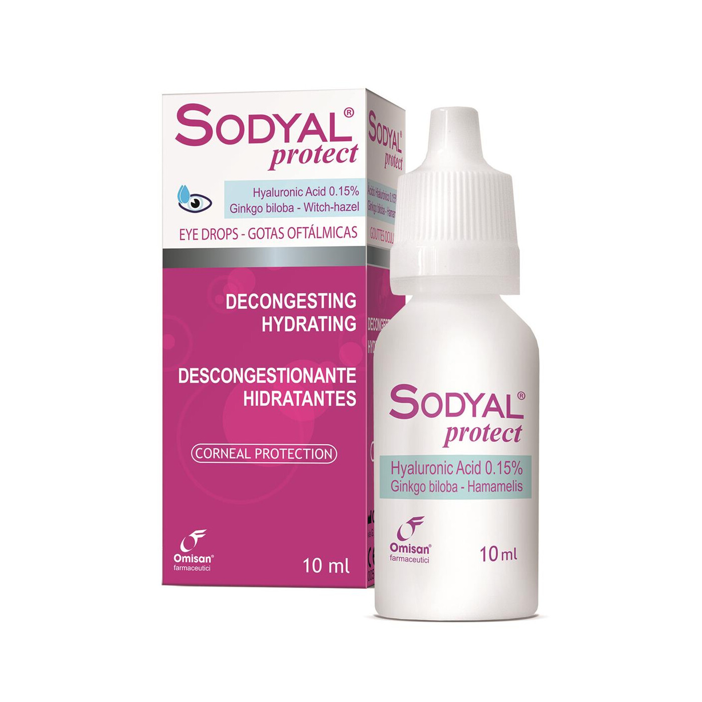 Omisan SODYAL PROTECT abschwellende Augentropfen 0,15% Hyaluron 10 ml