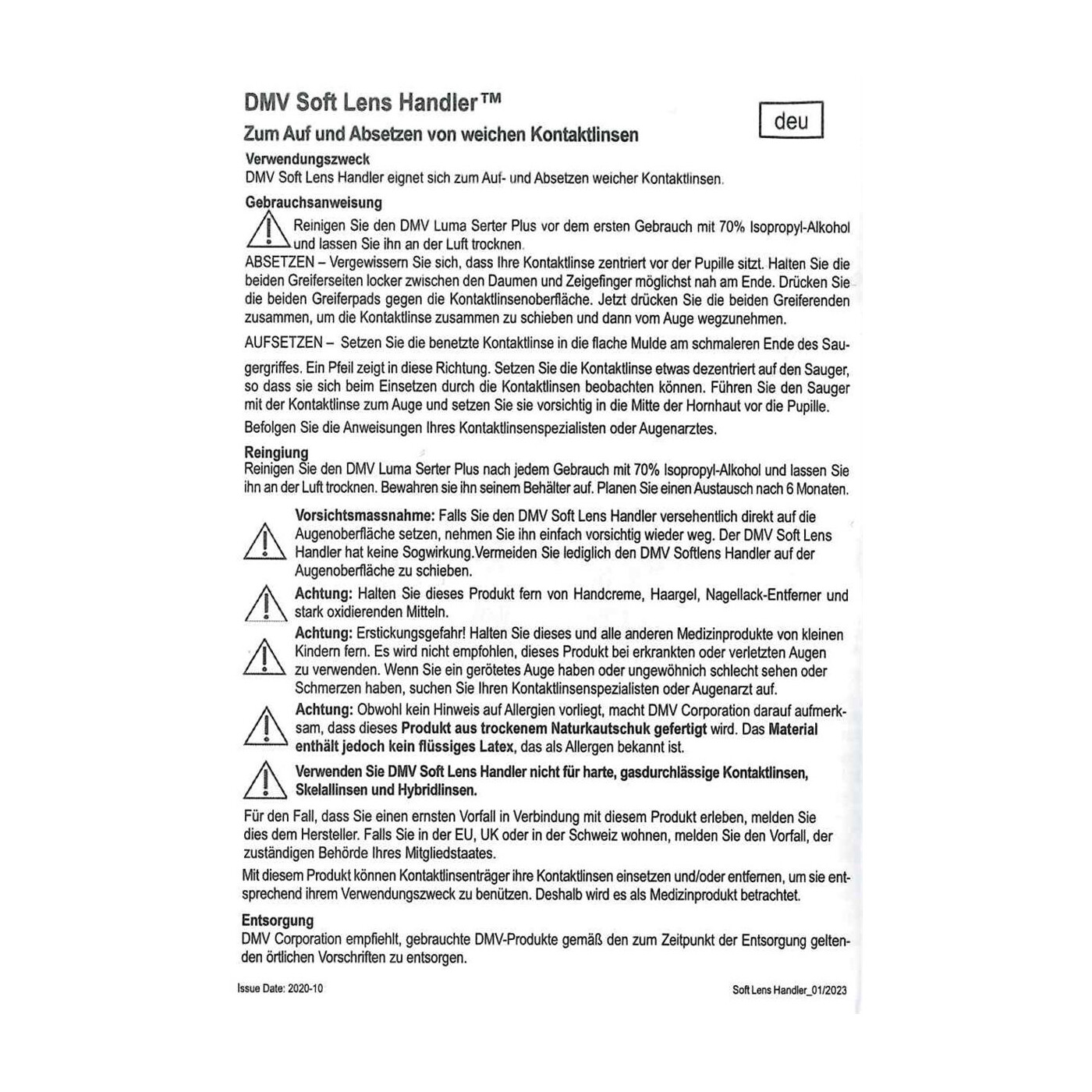 EYE CARE DMV Soft Lens Handler Ein- und Absetzhilfe, 1er Pack (1 x 1